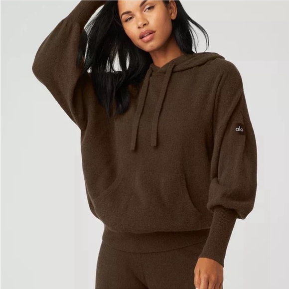 ALO Yoga | Tops | Alo Cashmere Jet Set Hoodie In Brown | Poshmark